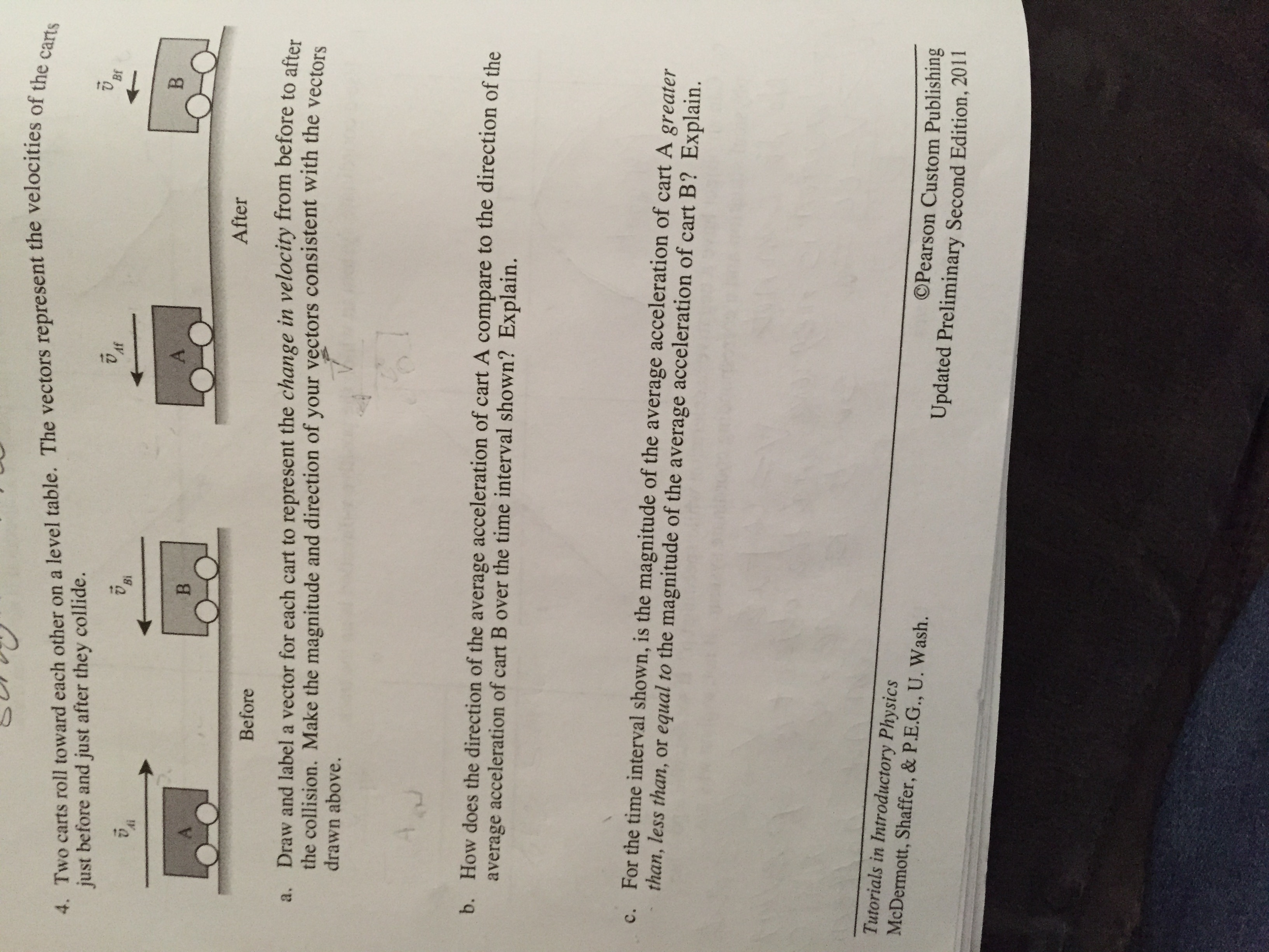 Two carts roll toward each other on a level table. | Chegg.com