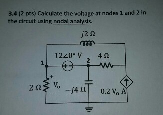 Solved Calculate the voltage at nodes 1 and 2 in the circuit | Chegg.com