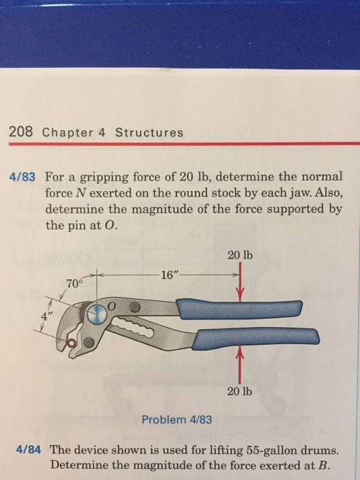 Solved 208 Chapter 4 Structures 4/83 For a gripping force of | Chegg.com