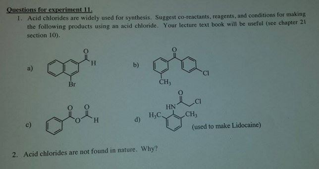 Solved Acid chlorides arc widely used for synthesis. Suggest | Chegg.com