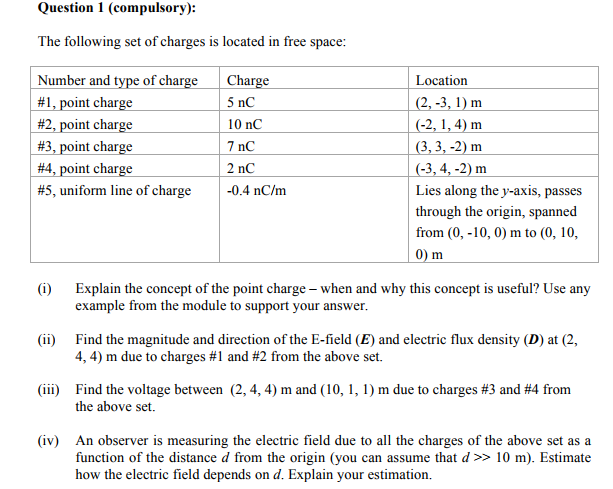 Solved Question 1 (compulsory): The following set of charges | Chegg.com