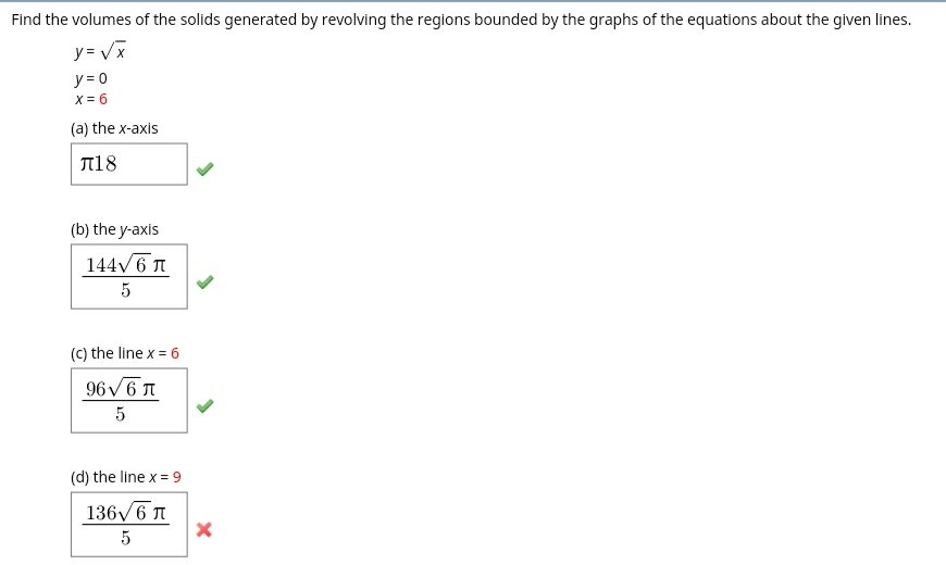 Solved Find the volumes of solids generated by revolving the | Chegg.com