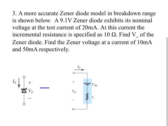 Solved A more accurate Zener diode model in breakdown range | Chegg.com