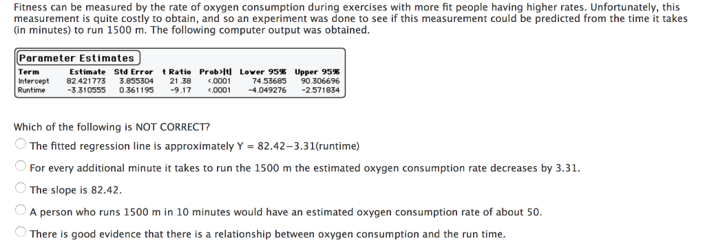 Solved Fitness can be measured by the rate of oxygen | Chegg.com