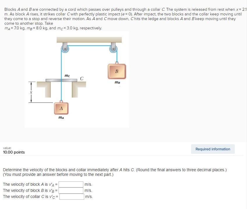 Solved Blocks A and B are connected by a cord which passes | Chegg.com