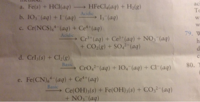 Solved a. Fe(s) +HCL()aq right arrow HfeCl4(aq)H2(g) b. | Chegg.com