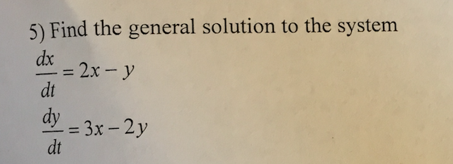 Solved Find the general solution to the system dx/dt = 2x - | Chegg.com