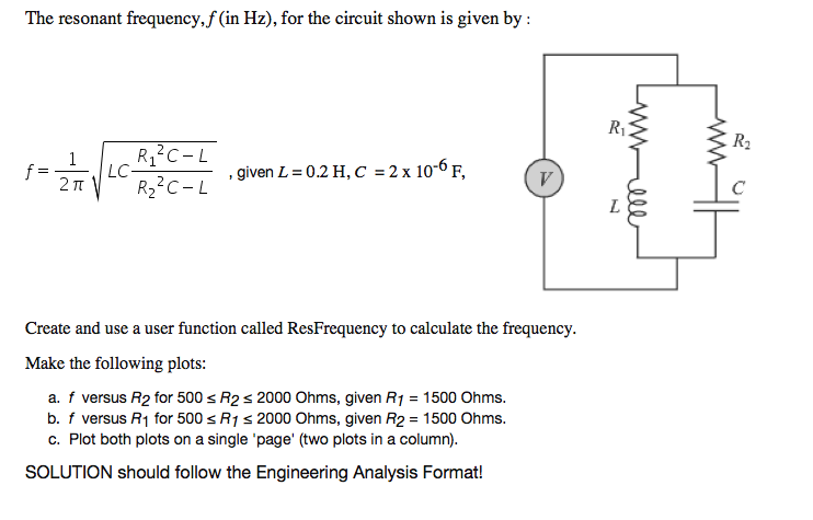 The resonant frequency, f(in Hz), for the circuit | Chegg.com