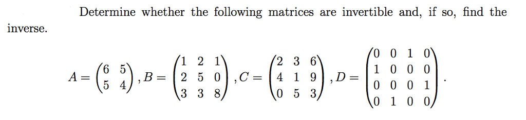 Solved Determine whether the following matrices are | Chegg.com