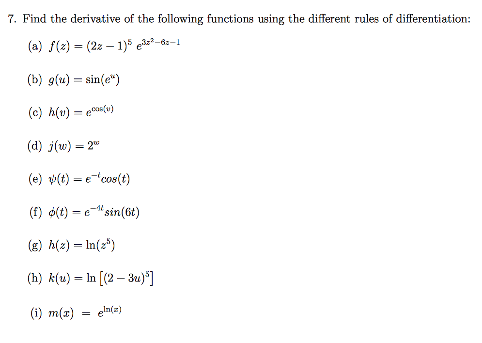 Solved Find the derivative of the following functions using | Chegg.com