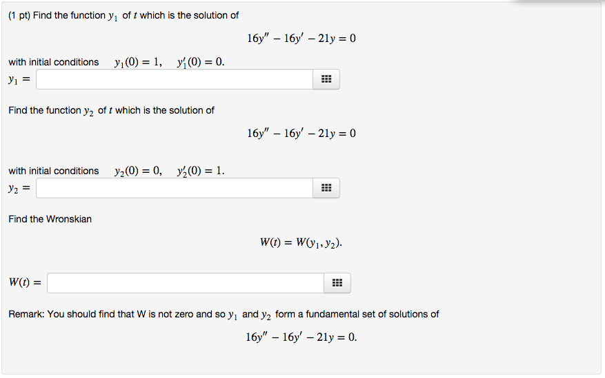 Solved Find the function y1 of t which is the solution of | Chegg.com Solved Find the function y1 of t which is the solution of | Chegg.com