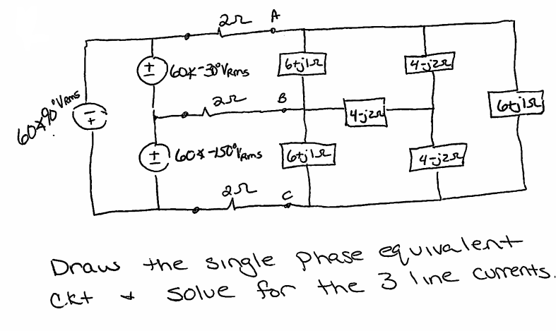 Solved: Draw The Single Phase Equivalent Ckt Alpha Solve F... | Chegg.com