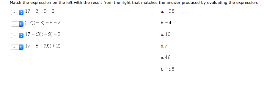 Solved Match the expression on the left with the result from | Chegg.com