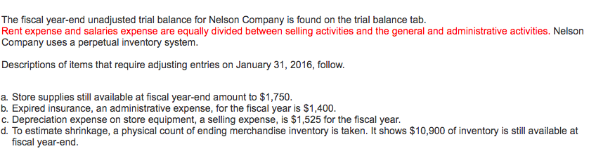 Solved Nelson Company Trial Balance January 31, 2016 Account | Chegg.com