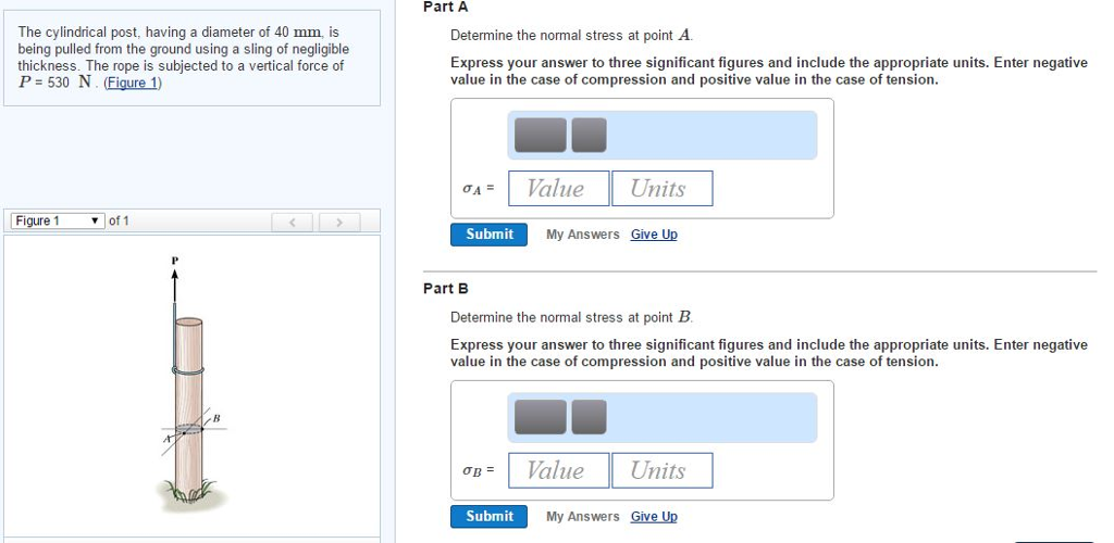 Solved Part A The cylindrical post, having a diameter of 40 | Chegg.com