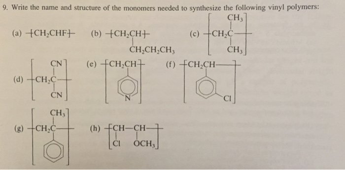 Solved Write the name and structure of the monomers needed | Chegg.com