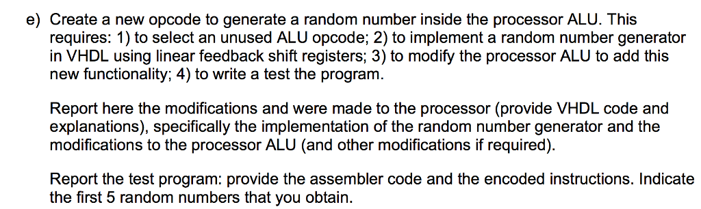 Solved Create a new opcode to generate a random number | Chegg.com