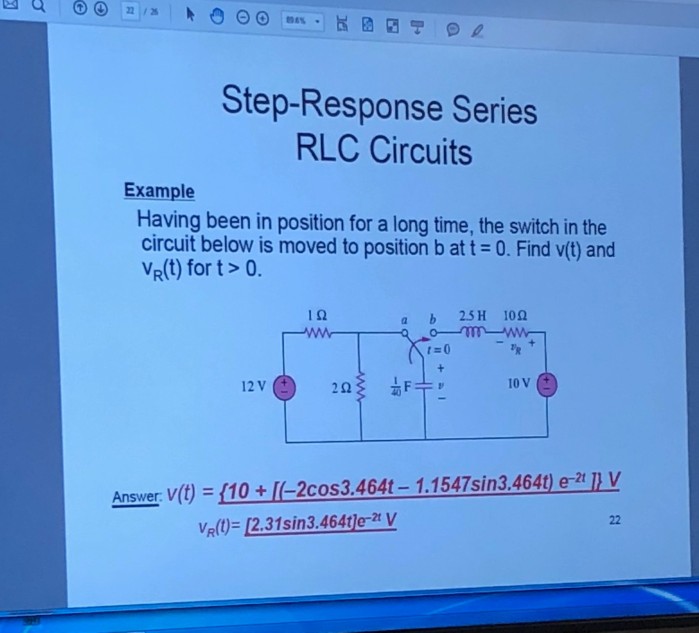Solved Step-Response Series RLC Circuits Example Having been | Chegg.com