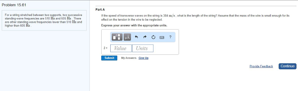 Solved Problem 15.61 Part A For a string stretched between | Chegg.com