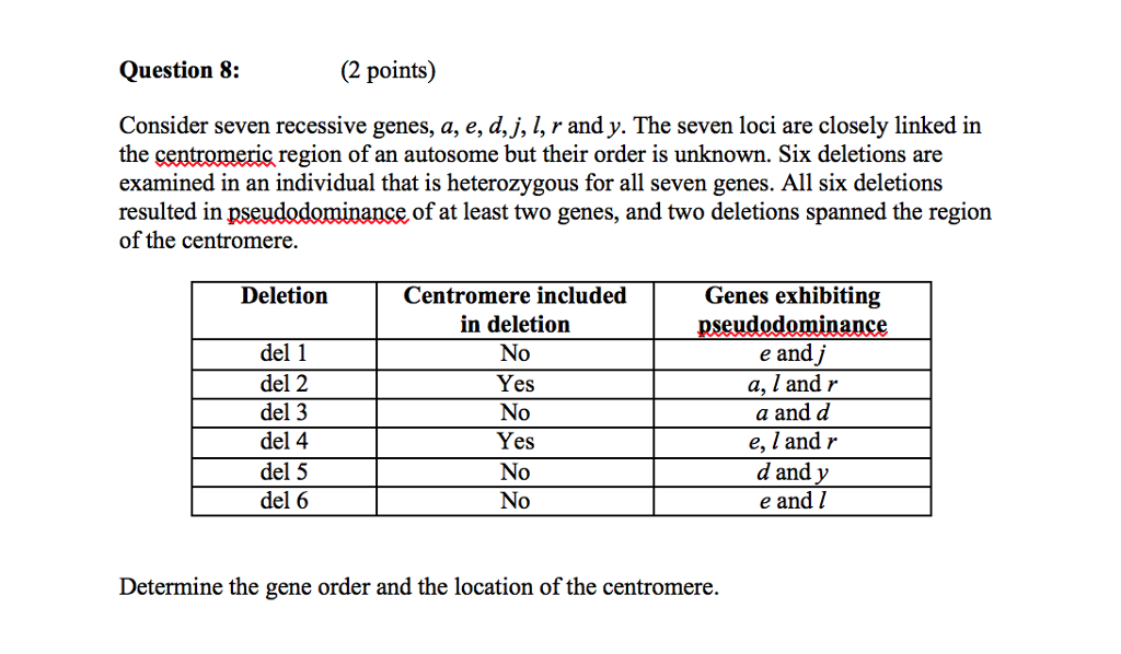 Solved Question 8: (2 points) Consider seven recessive | Chegg.com Solved Question 8: (2 points) Consider seven recessive | Chegg.com