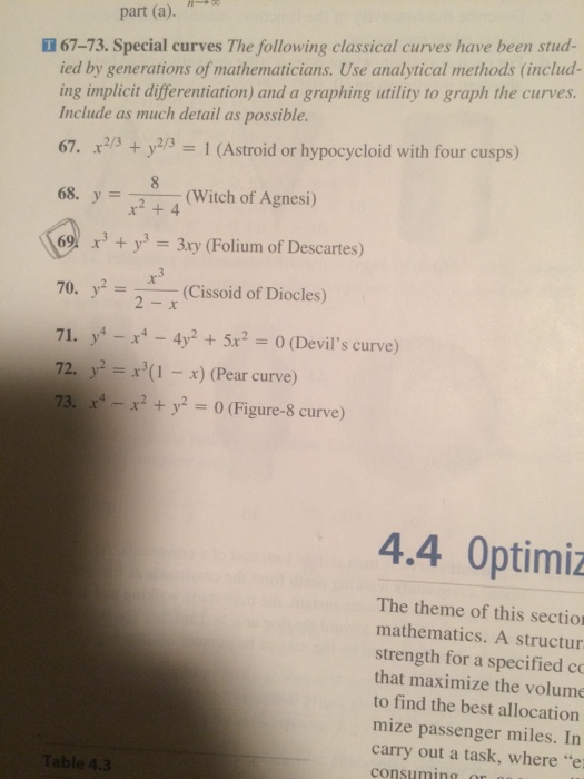 Solved 67-73. Special curves The following classical curves | Chegg.com