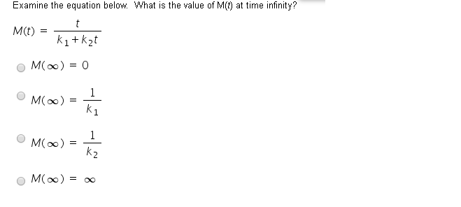 Solved Examine the equation below. What is the value of M(t) | Chegg.com
