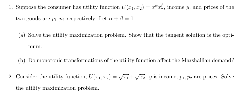 Solved Several Microeconomics Problems Is It 1 When Asking