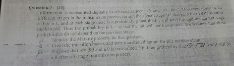 Information is transmitted digitally as a binary | Chegg.com