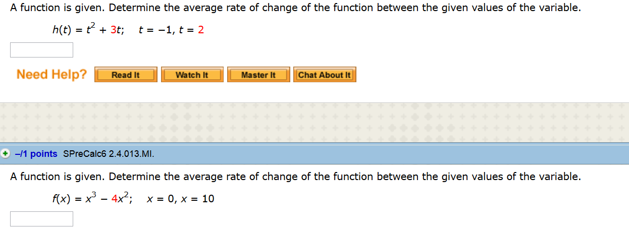 Solved The average rate of change of a function f between x | Chegg.com