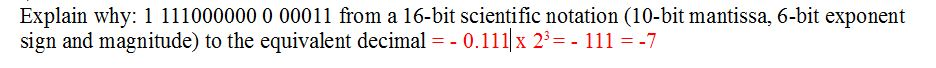 Solved Explain why: 1 111000000 0 00011 from a 16-bit | Chegg.com