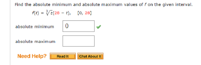 Solved Find the absolute minimum and absolute maximum values | Chegg.com
