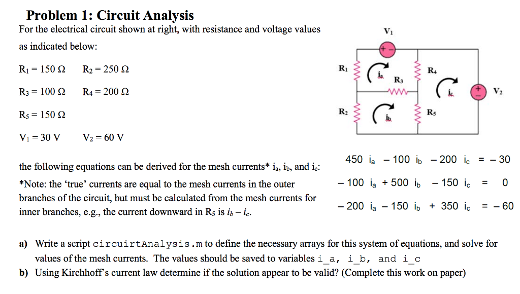 Solved Problem 1: Circuit Analysis For the electrical | Chegg.com