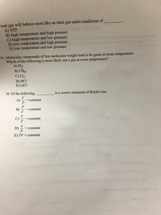 Solved Real gas will behave most like an ideal gas under | Chegg.com
