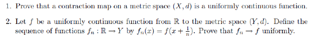 Solved Prove that a contraction map on a metric space (X, d) | Chegg.com
