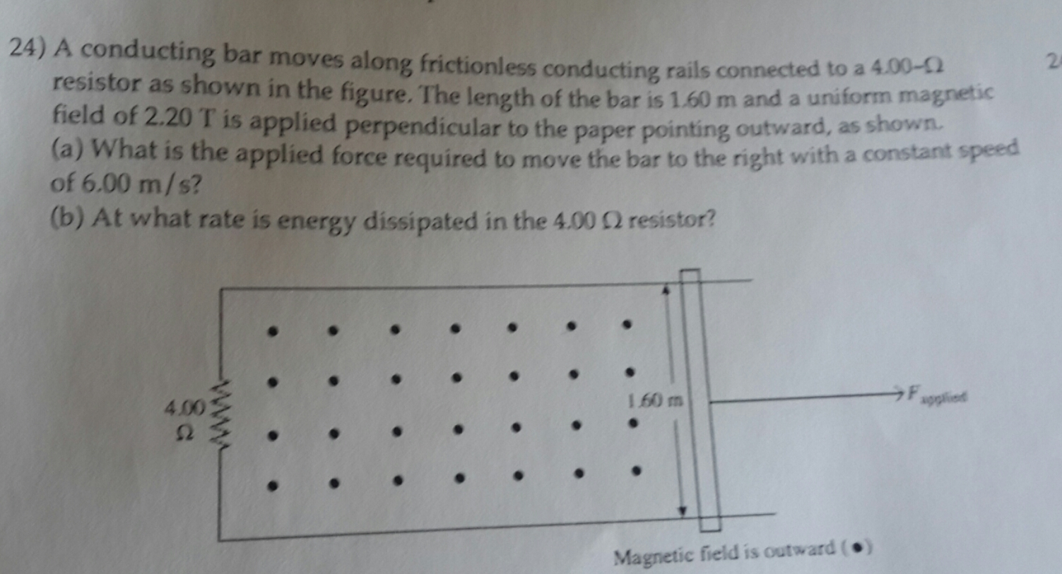 Solved A conducting bar moves along frictionless conducting | Chegg.com