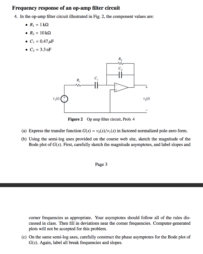 Solved Frequency response of an op-amp filter circuit 4. In | Chegg.com