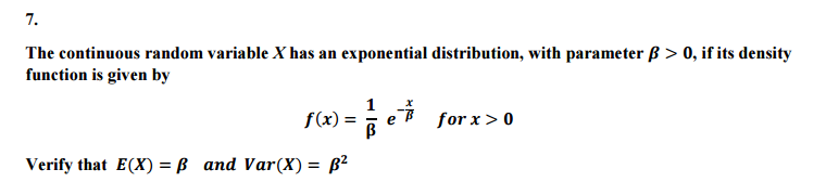 Solved The continuous random variable x has an exponential | Chegg.com