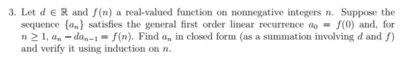 Solved 3. Let d e R and f(n) a real-valued function on | Chegg.com
