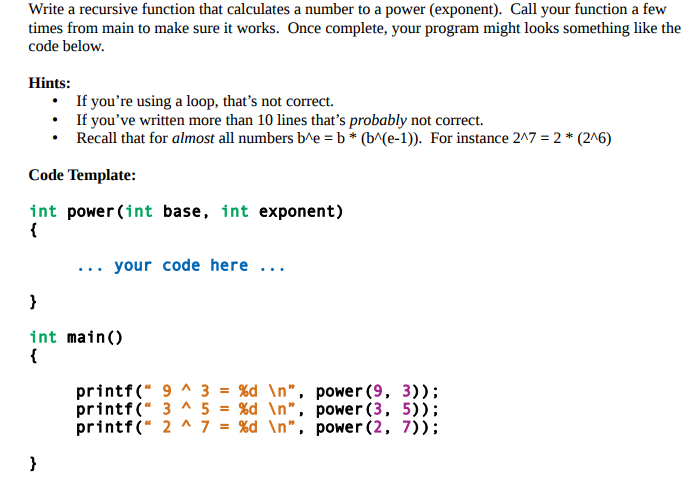 Solved Write a recursive function that calculates a number | Chegg.com