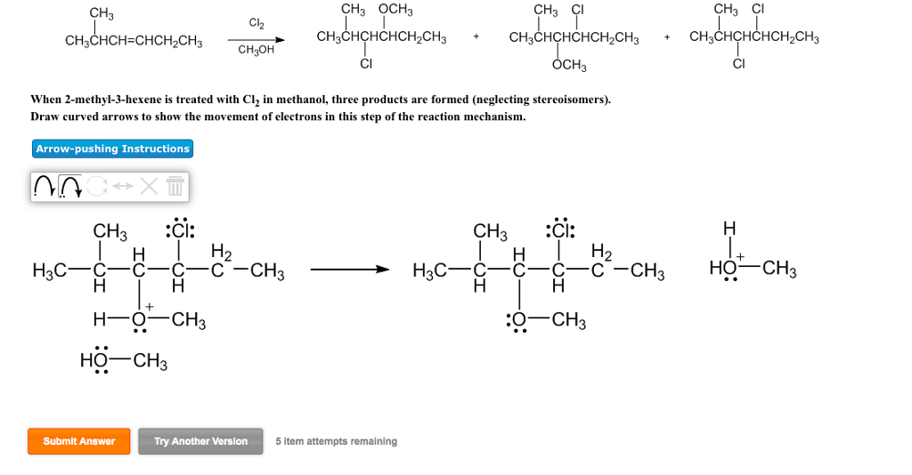 Solved When 2-methyl-3-hexene is treated with Cl2 in | Chegg.com