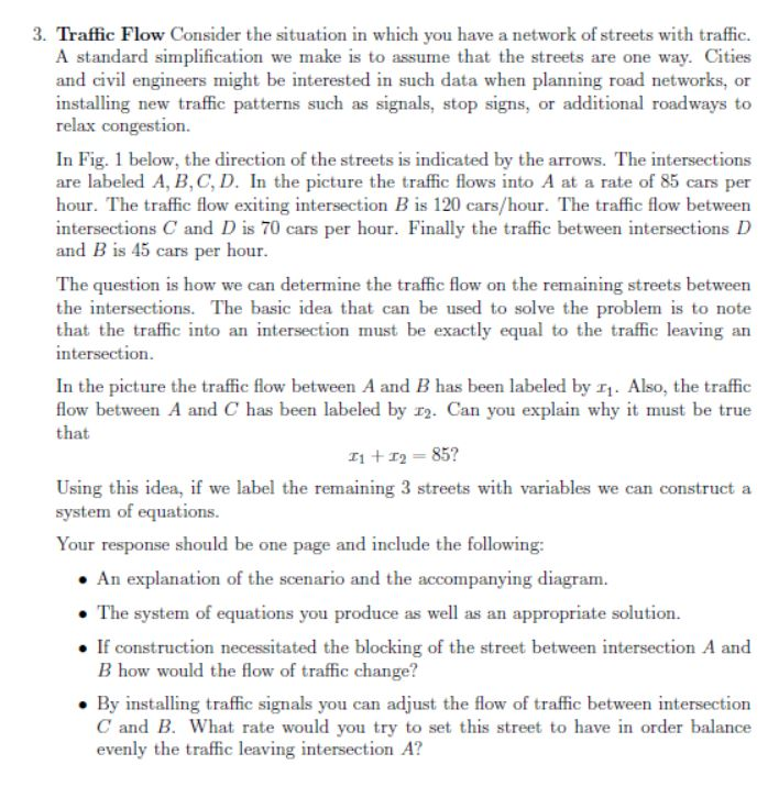 Solved 3. Traffic Flow Consider the situation in which you | Chegg.com
