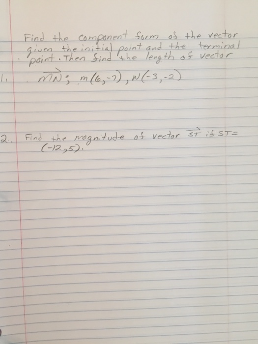 Solved Find the component form of the vector given the | Chegg.com