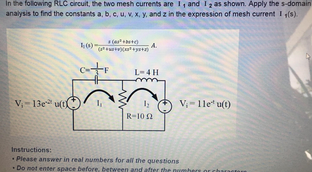 Solved In the following RLC circuit, the two mesh currents | Chegg.com