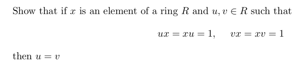 Solved Show that if r is an element of a ring R and u, vE R | Chegg.com