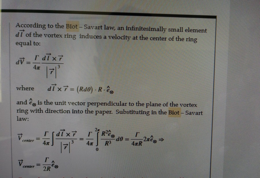 Solved A sketch of the vortex ring with appropriate symbols | Chegg.com