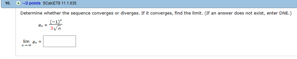 Solved Determine whether the sequence converges or diverges. | Chegg.com