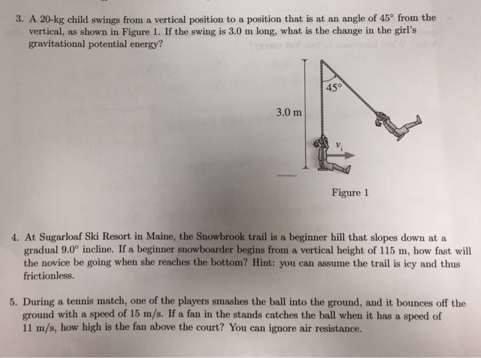 Solved A 20-kg child swings from a vertical position to a | Chegg.com