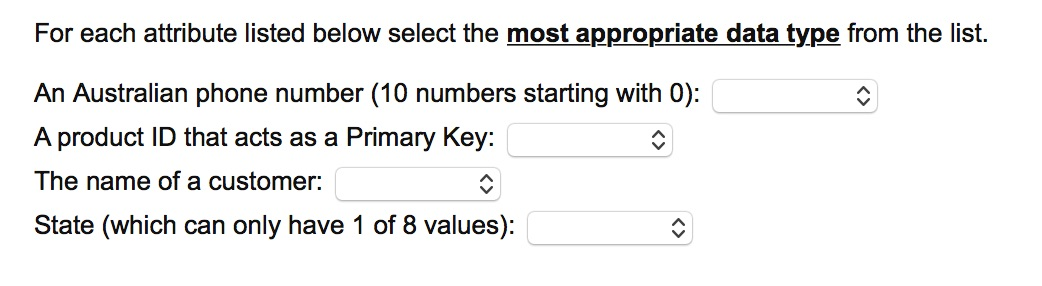 Solved For each attribute listed below select the most | Chegg.com