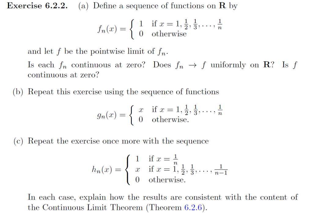 Define a sequence of functions on R by f_n(x) = {1 | Chegg.com