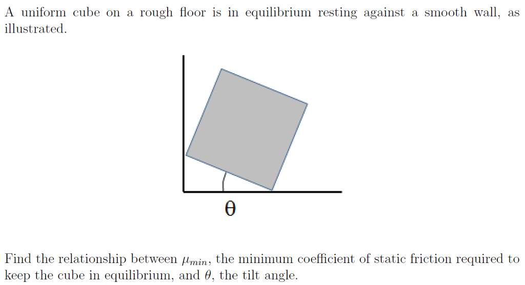 Solved A uniform cube on a rough floor is in equilibrium | Chegg.com